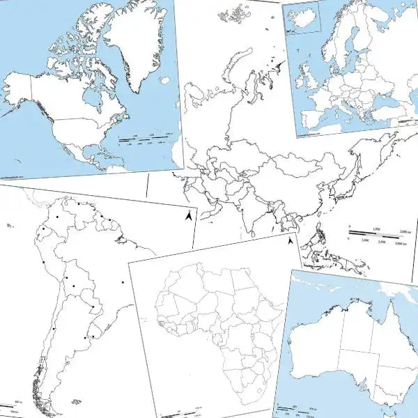 Mappe mute dei continenti | WMB Maps