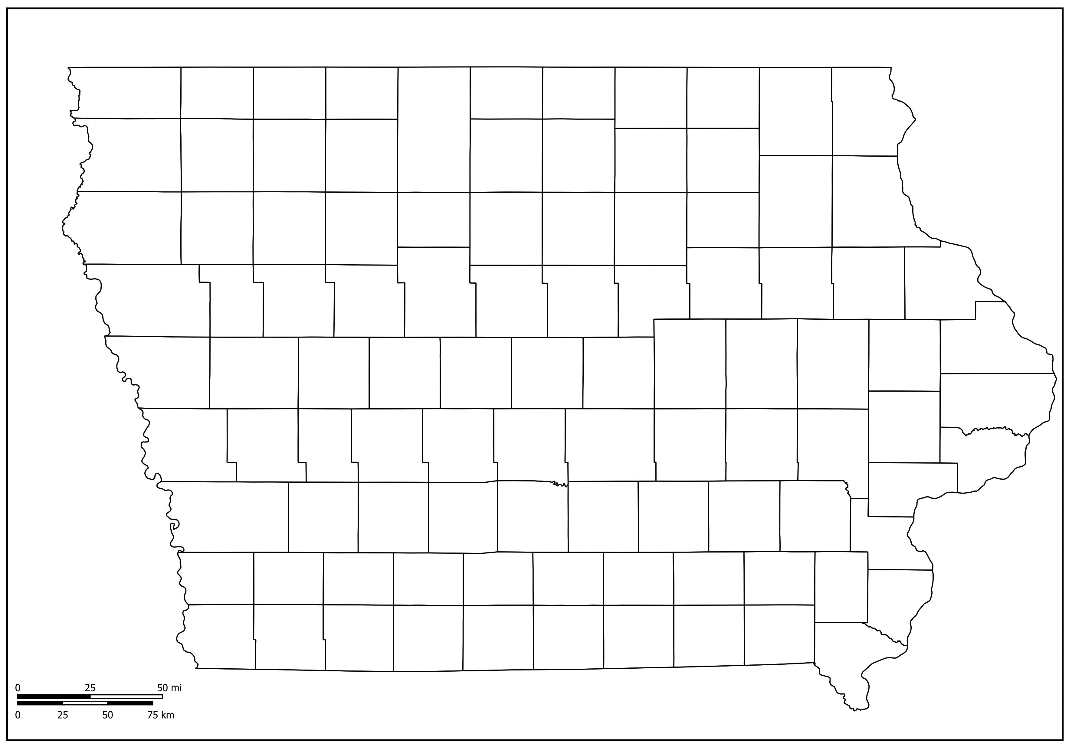 🇺🇸 Blank Map of Iowa [FREE] | WMB Maps