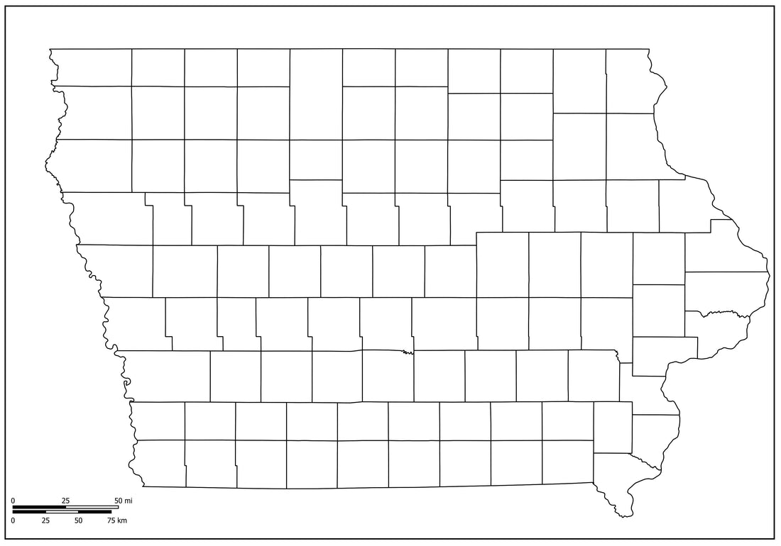 🇺🇸 Blank Map of Iowa [FREE] | WMB Maps