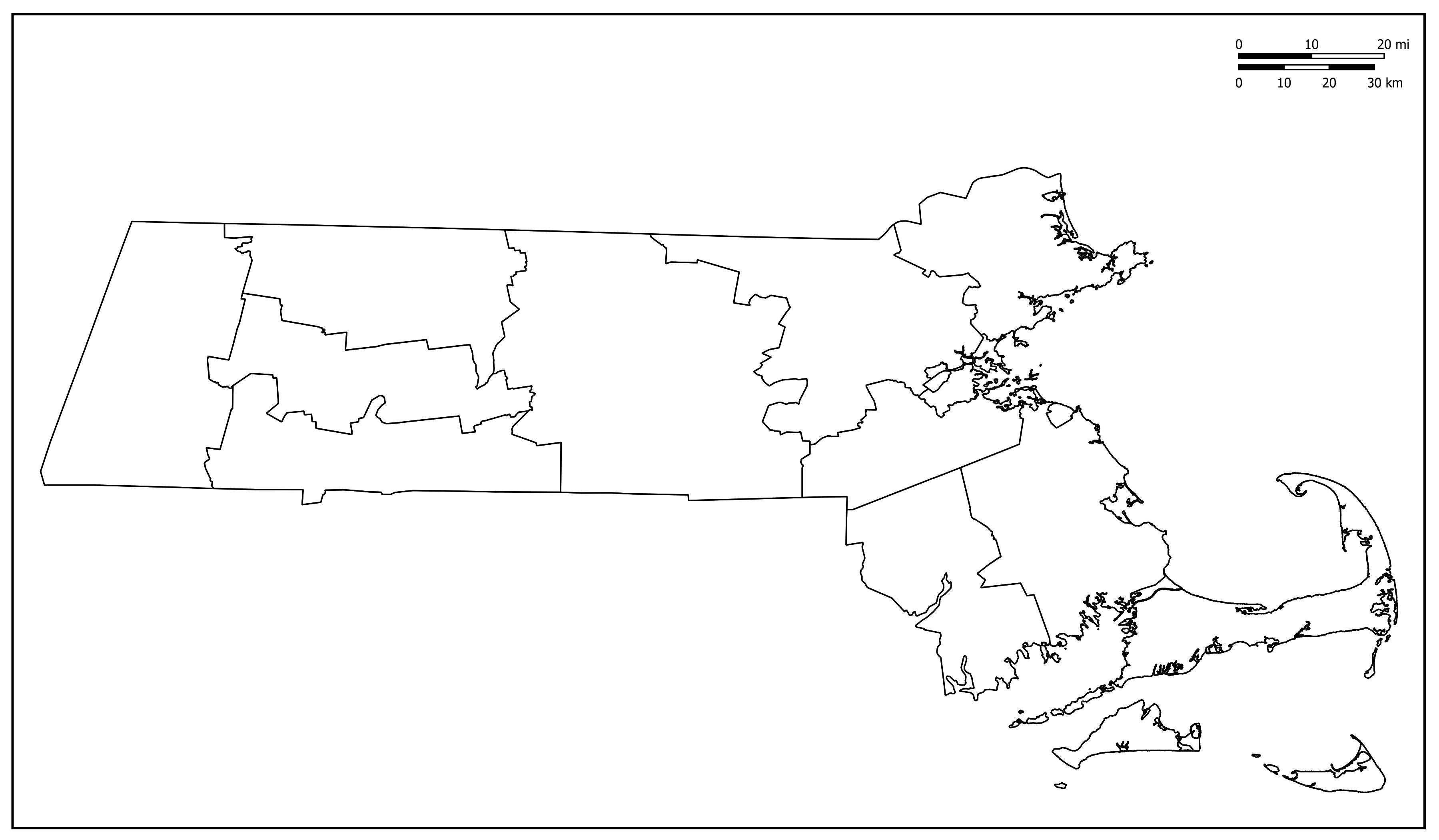 🇺🇸 Blank Map of Massachusetts [FREE] | WMB Maps