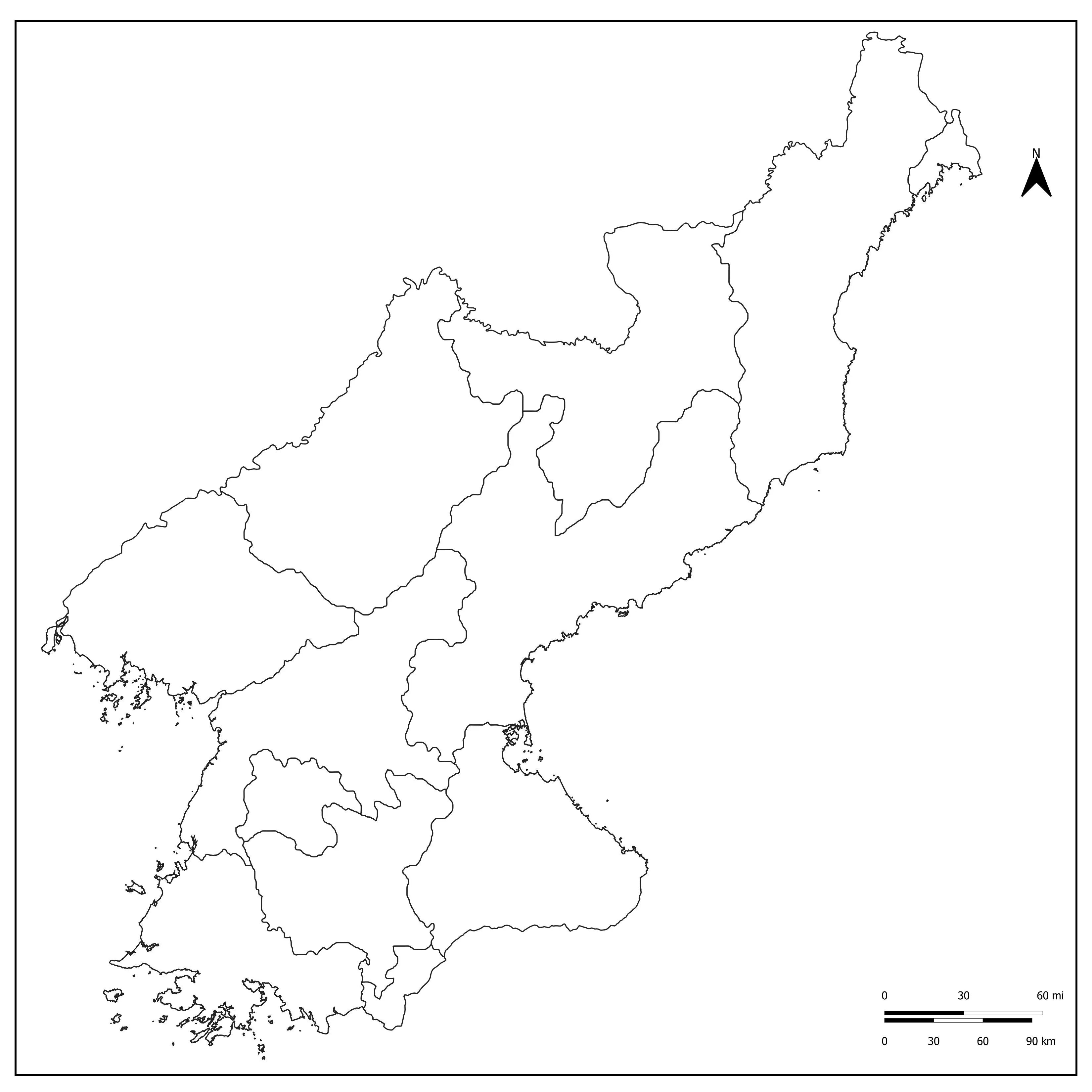 🇰🇵 Blank Map of North Korea [FREE] | WMB Maps