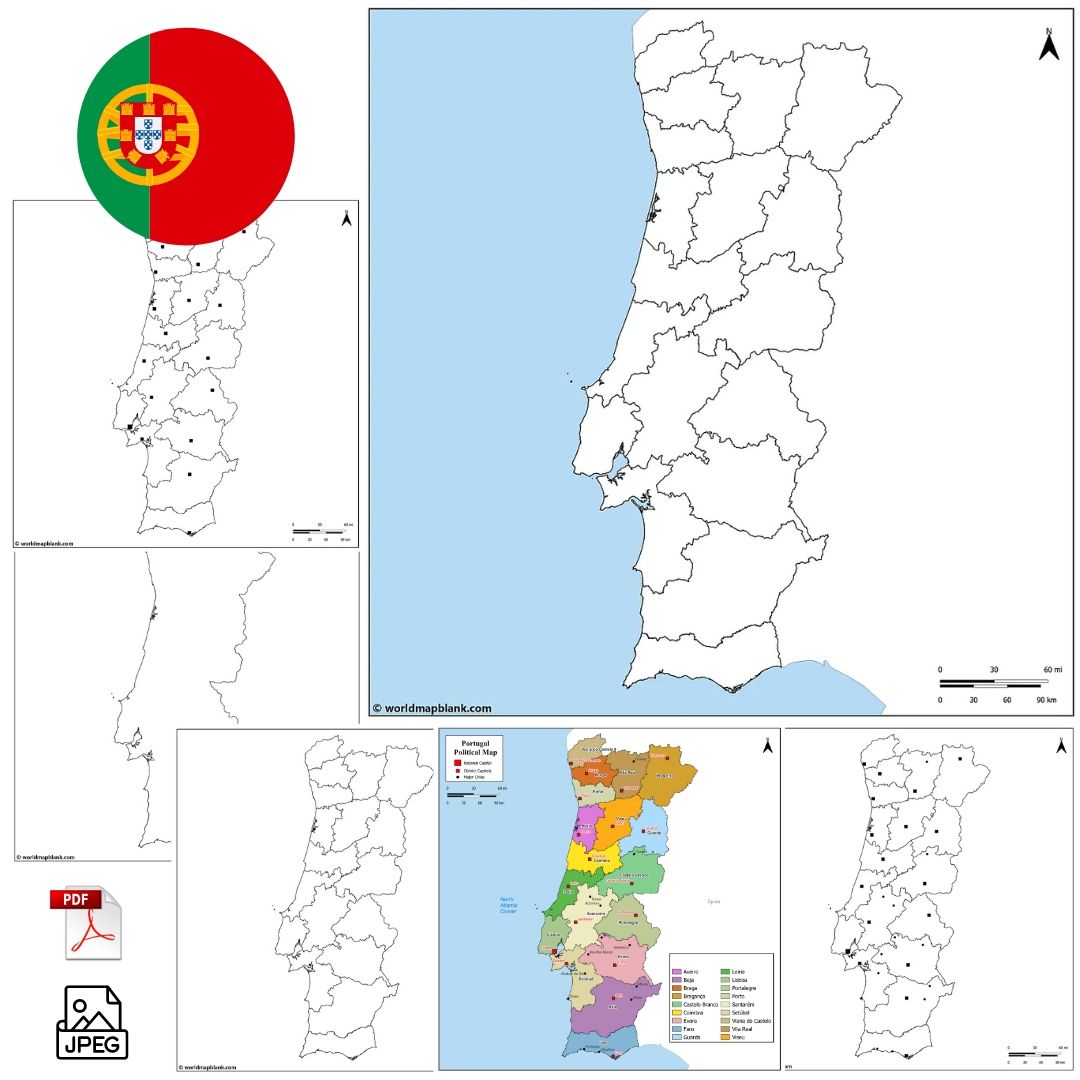 🇵🇹 Blank Map of Portugal [FREE] | WMB Maps