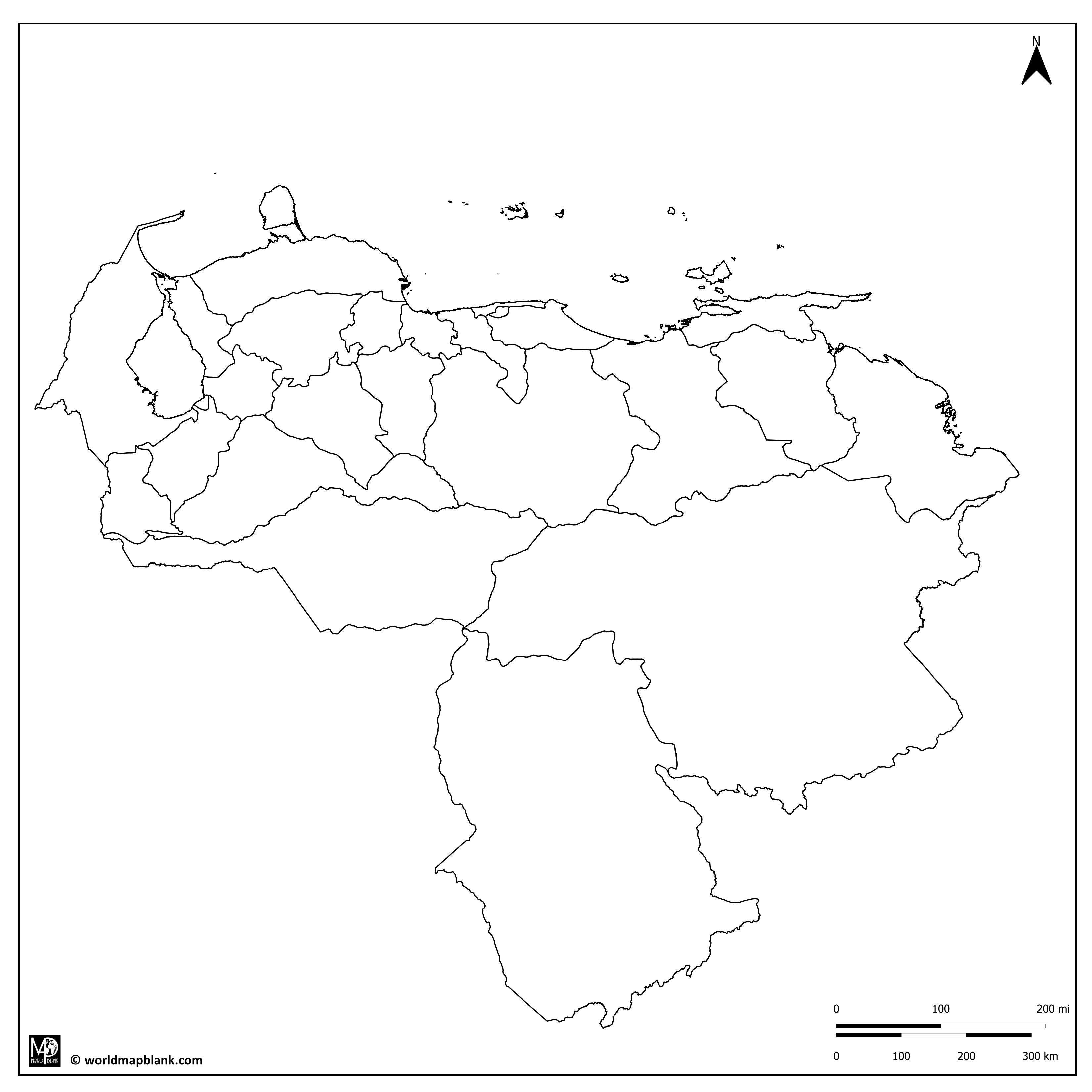 🇻🇪 Blank Map of Venezuela [FREE] | WMB Maps