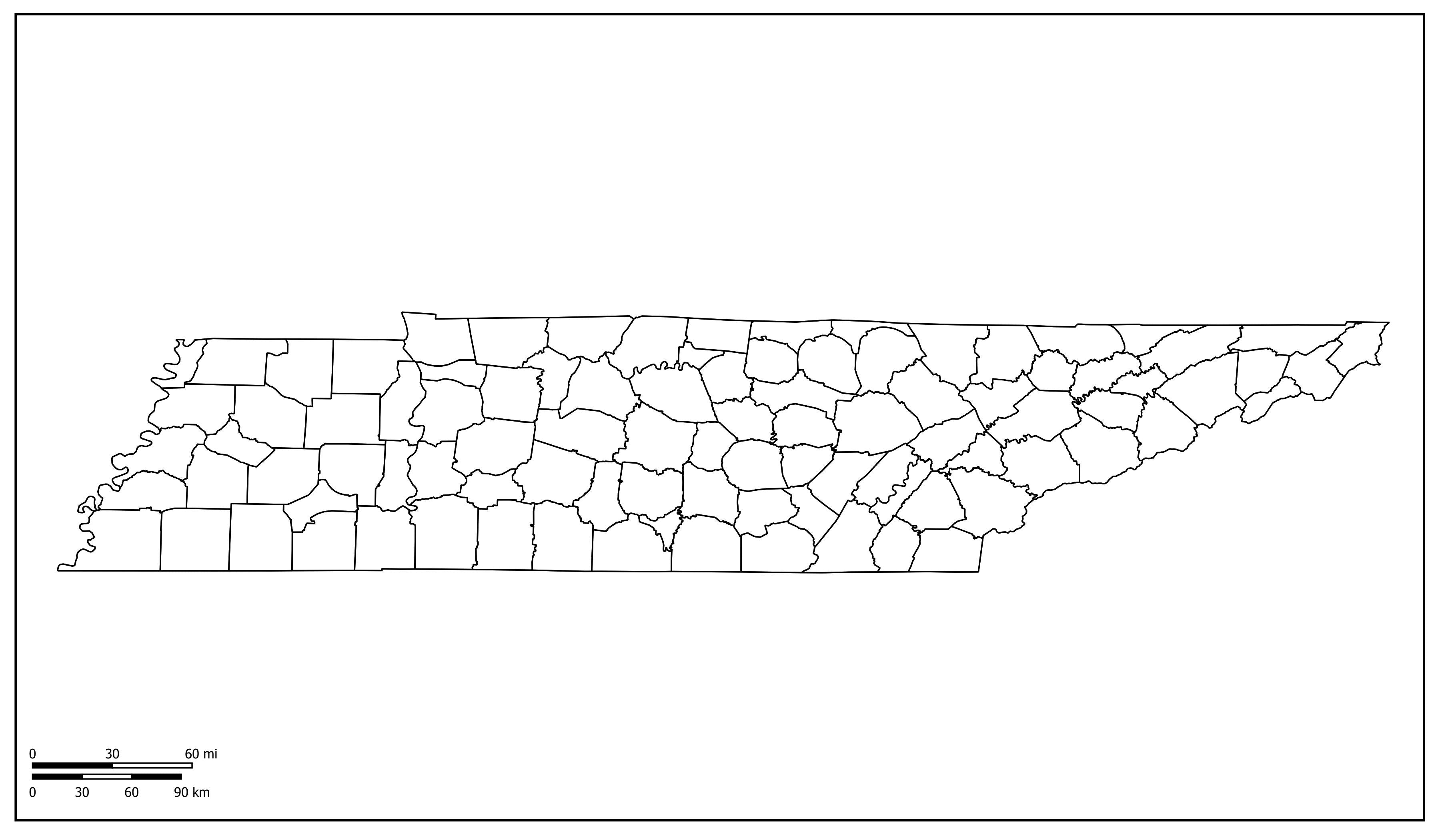 🇺🇸 Blank Map of Tennessee [FREE] | WMB Maps