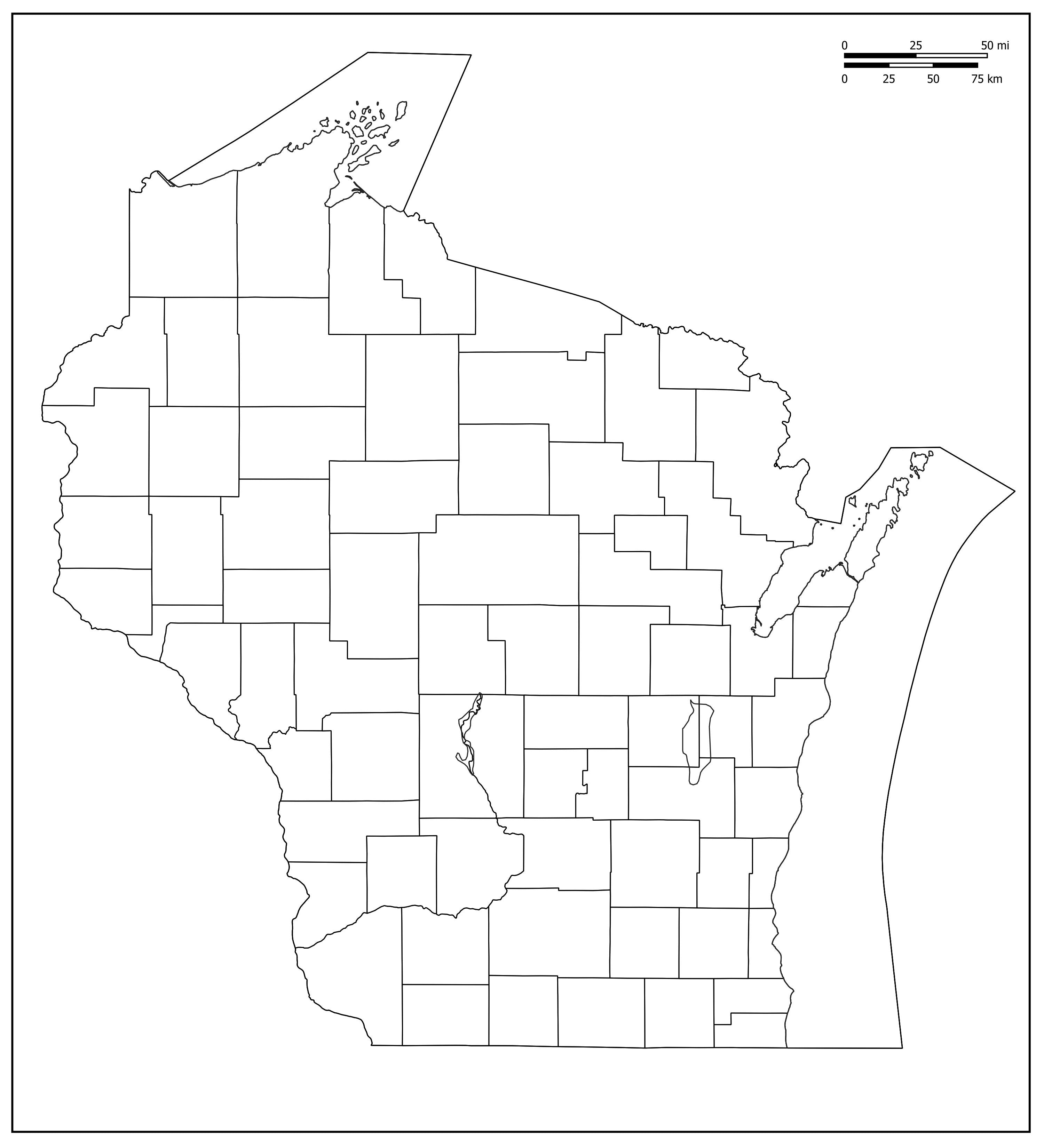 🇺🇸 Blank Map of Wisconsin [FREE] | WMB Maps