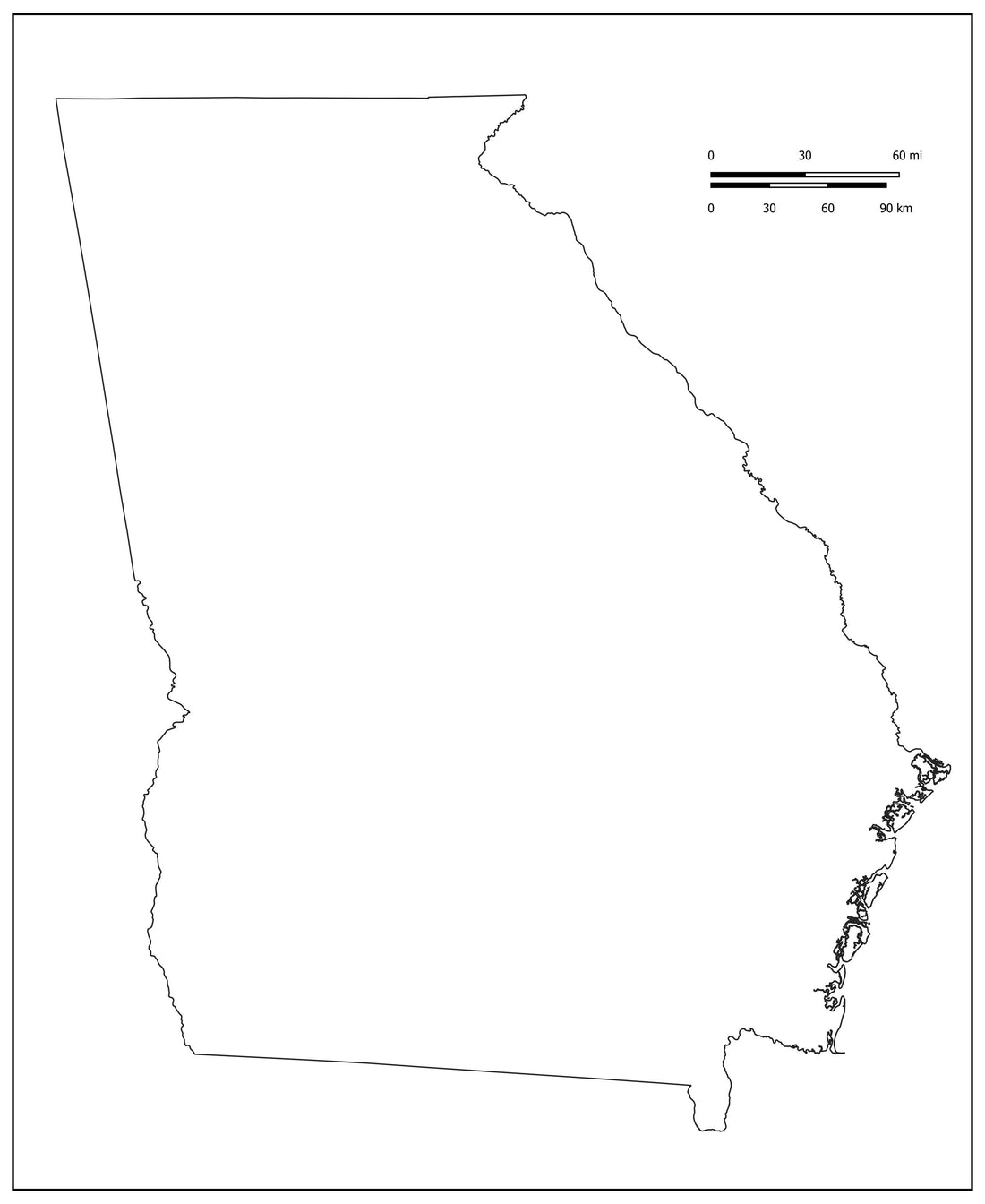🇺🇸 Blank Map of Georgia [FREE] | WMB Maps