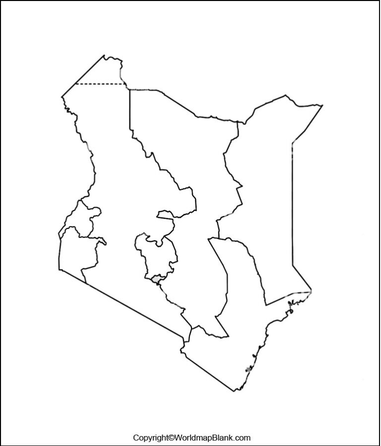 Printable Blank Map of Kenya - Outline, Transparent, PNG map