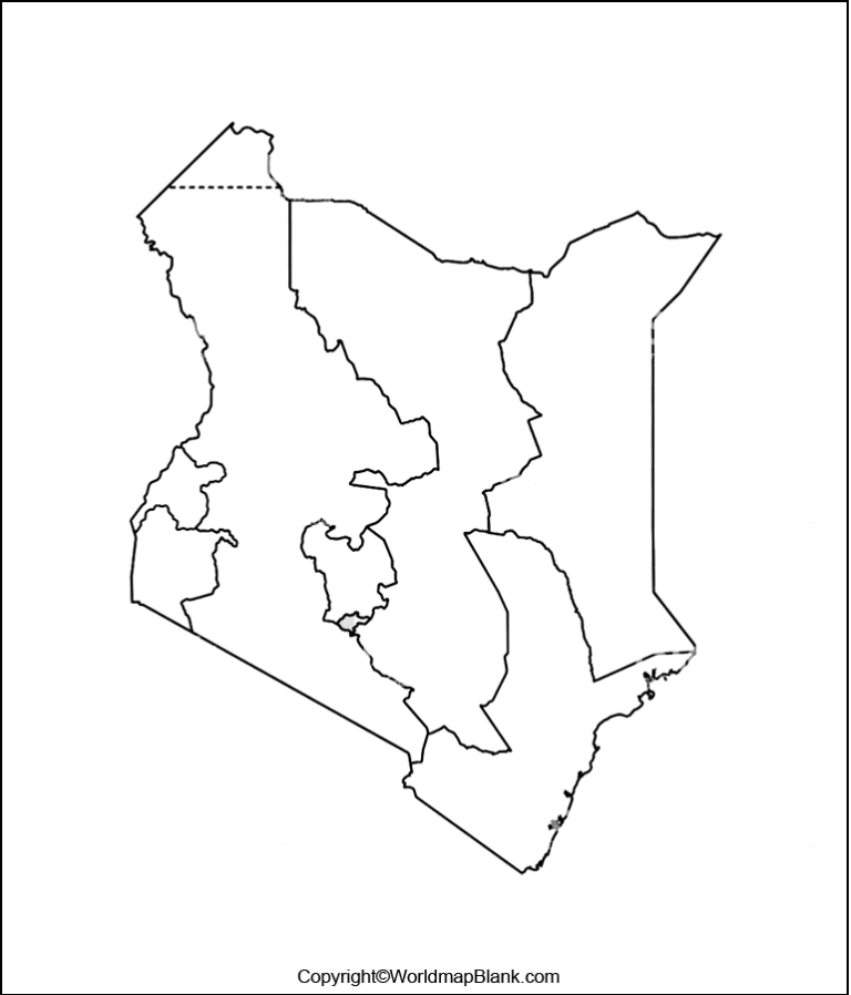 Printable Blank Map of Kenya - Outline, Transparent, PNG map