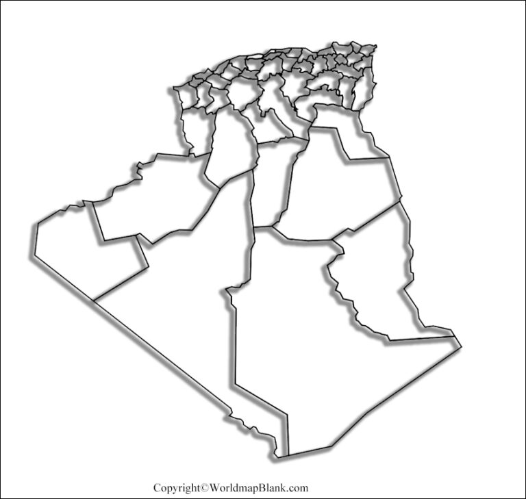 Printable Blank Map of Algeria – Outline, Transparent, PNG Map