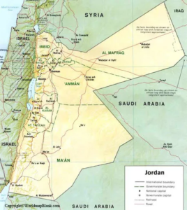 Labeled Map of Jordan with States, Capital & Cities