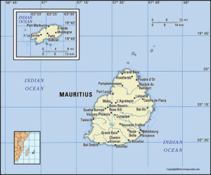 Labeled Map of Mauritius with States, Capital & Cities – World Map Blank