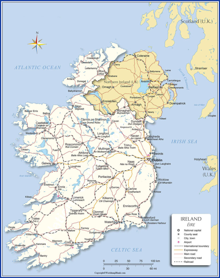 Printable Ireland Map – Map of Ireland with Counties [PDF]