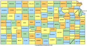 Labeled Map of Kansas with Capital & Cities