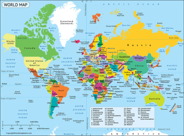 Labeled Map of the World – Map of the World Labeled [PDF] – World Map Blank