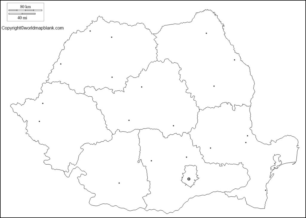 Printable Blank Map of Romania - Outline Transparent PNG Map