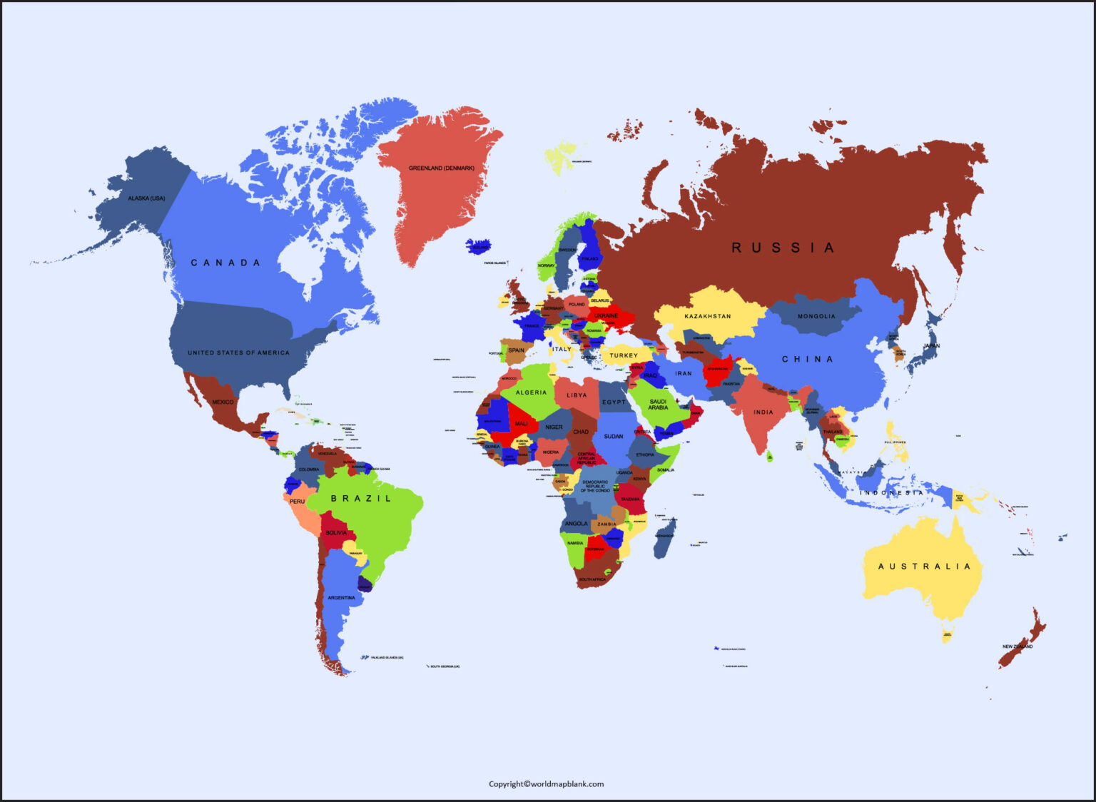 Political World Map – Printable Map of the World [PDF]