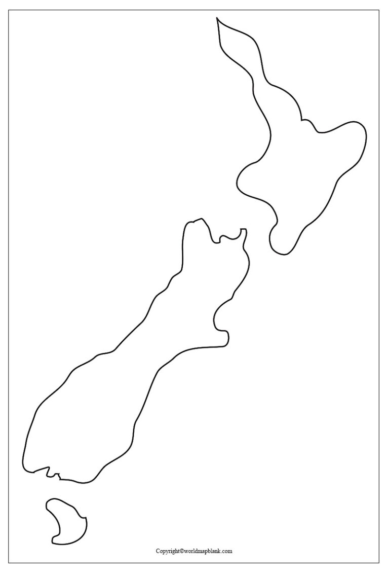 Printable Blank Map of New Zealand - Outline Transparent map