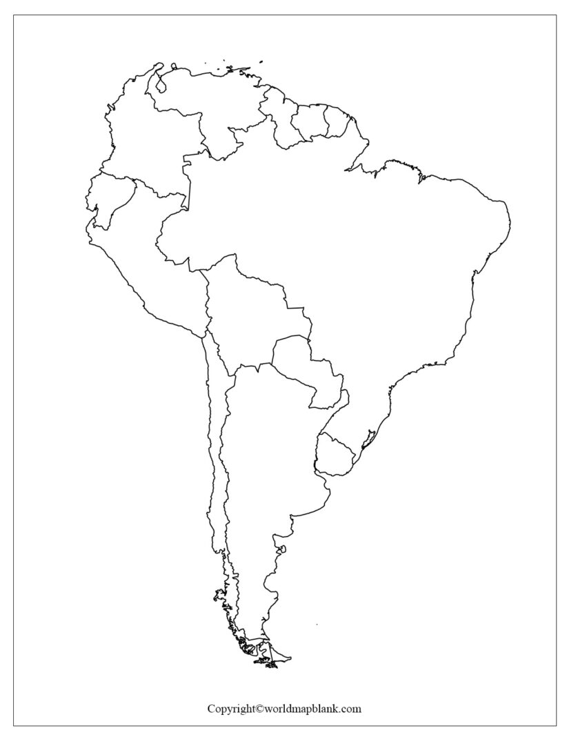 Blank Map of South America – Outline, Countries, Capitals