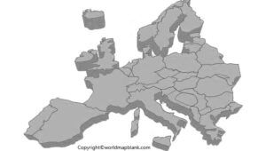 Printable Blank Map of Europe – Outline, Countries, Capitals – World ...