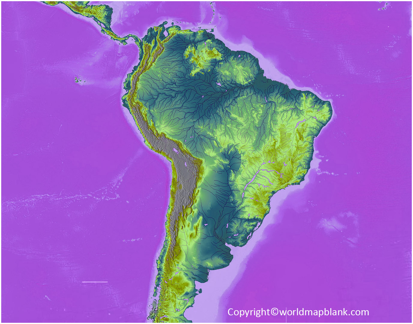Printable Blank Map of South America with Outline [FREE]