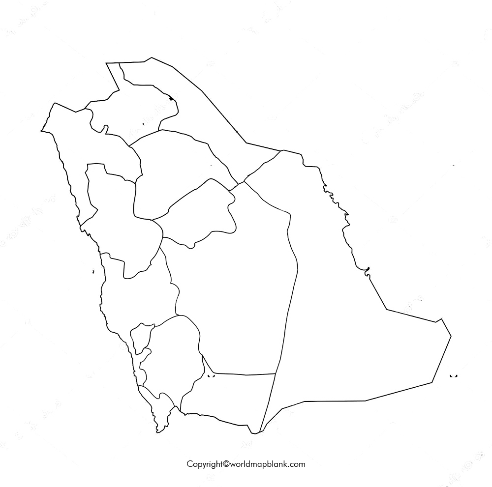 Saudi Arabia Physical Map Blank
