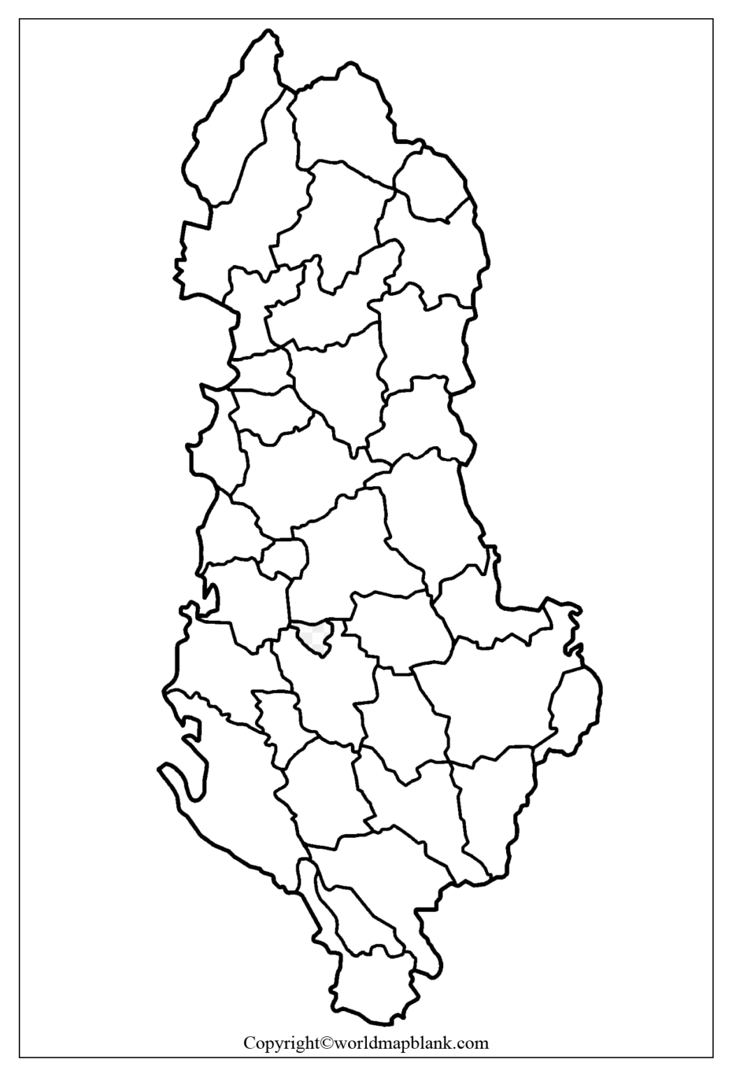 Printable Blank Map of Albania – Outline Transparent PNG map
