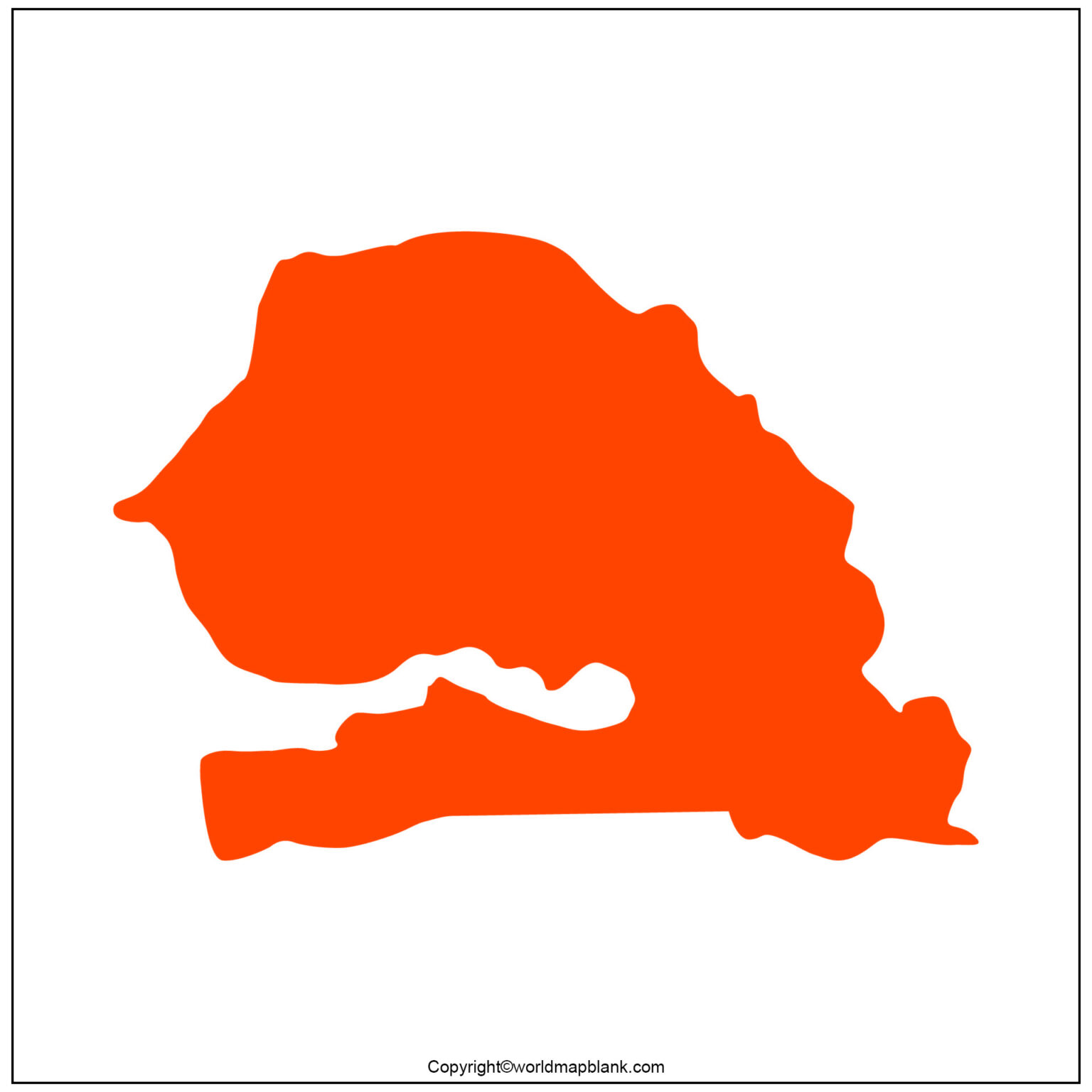 Printable Blank Map of Senegal - Outline Transparent Map