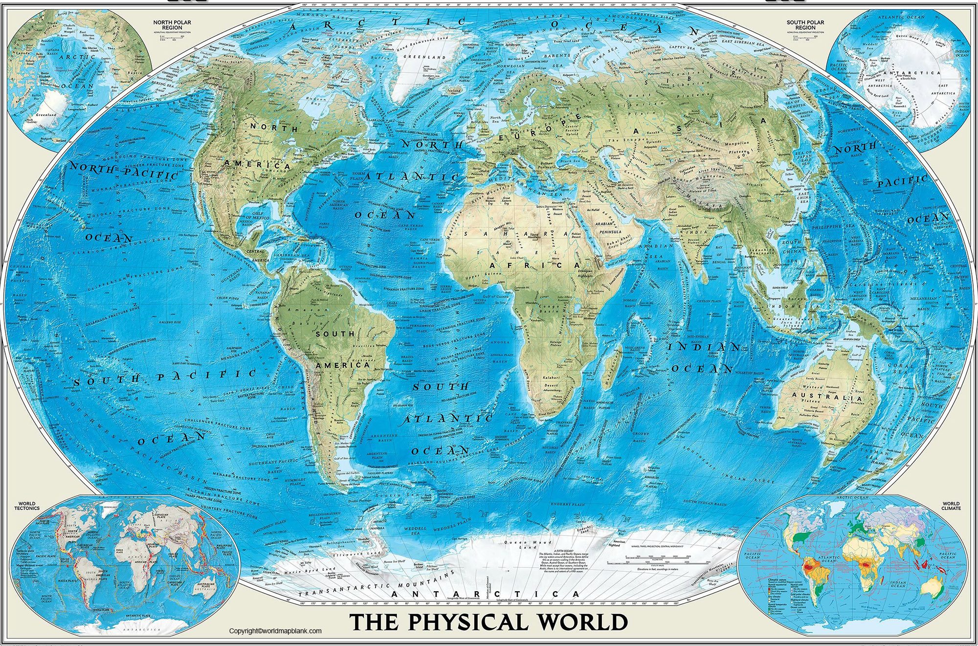 World Geographical Map with Coordinates in PDF