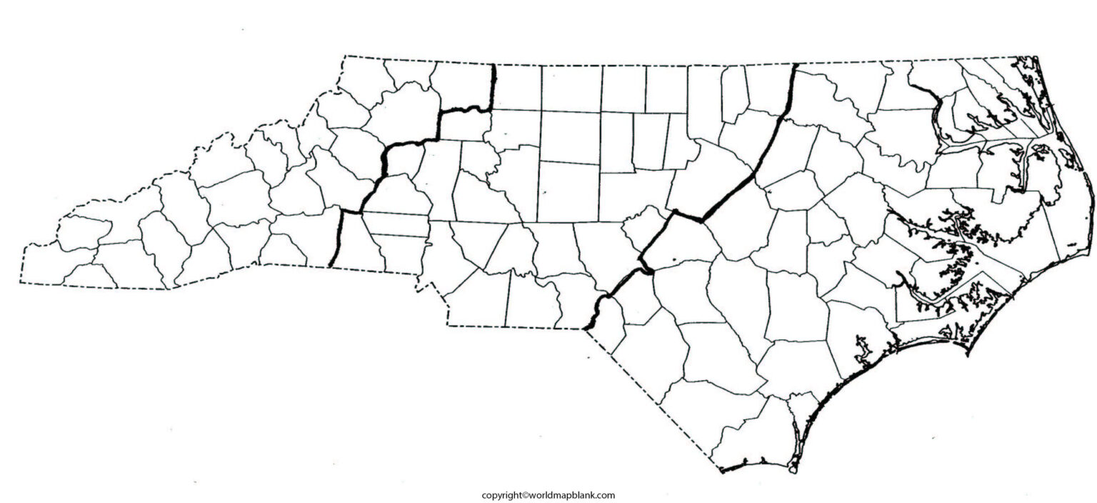 Printable Blank Map of North Carolina – Outline, PNG map – World Map Blank