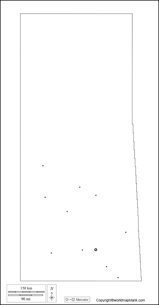 Printable Blank Map of Saskatchewan - Outline, PNG Map
