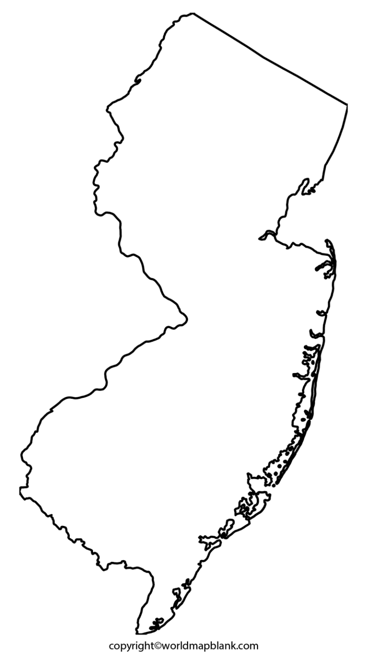 Printable Blank Map of New Jersey - Outline Transparent map