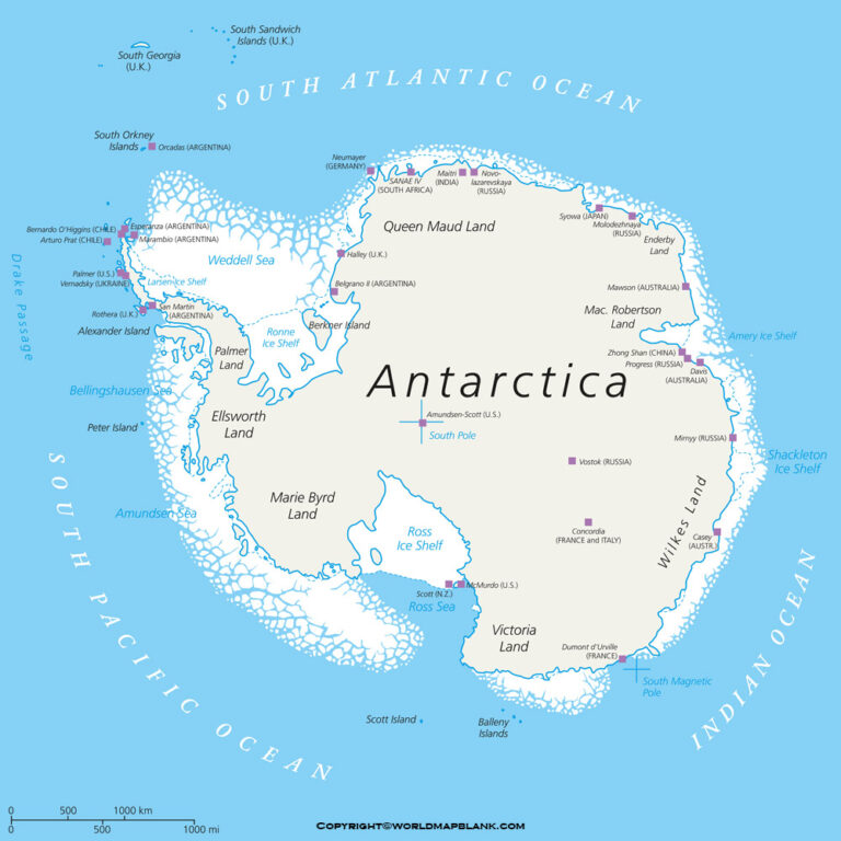 Antarctica Political Map | Map of Antarctica Political