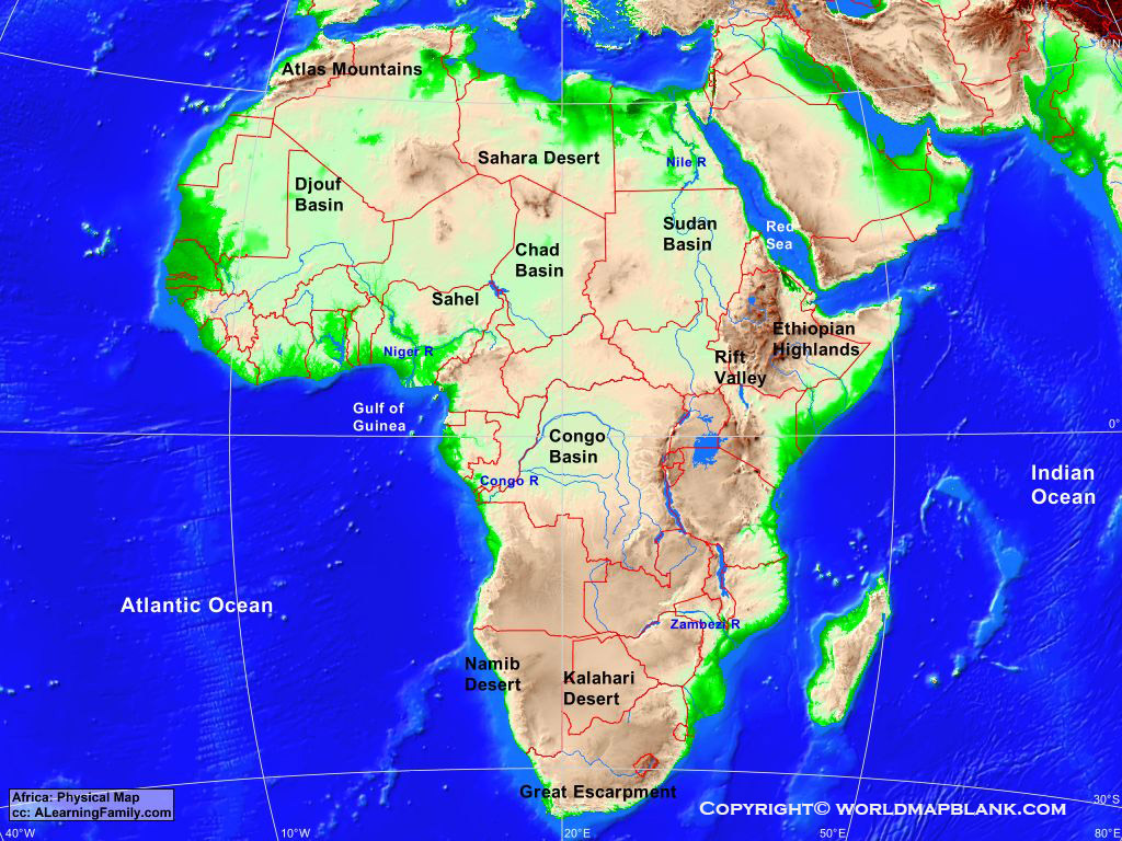 Africa Map Mountain Ranges
