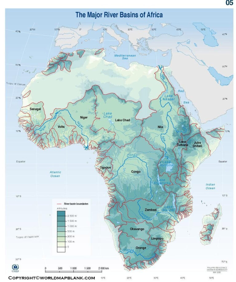 Printable Africa Rivers Map – Map of Africa Rivers