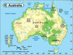 Printable Australia Physical Map | Map of Australia Physical