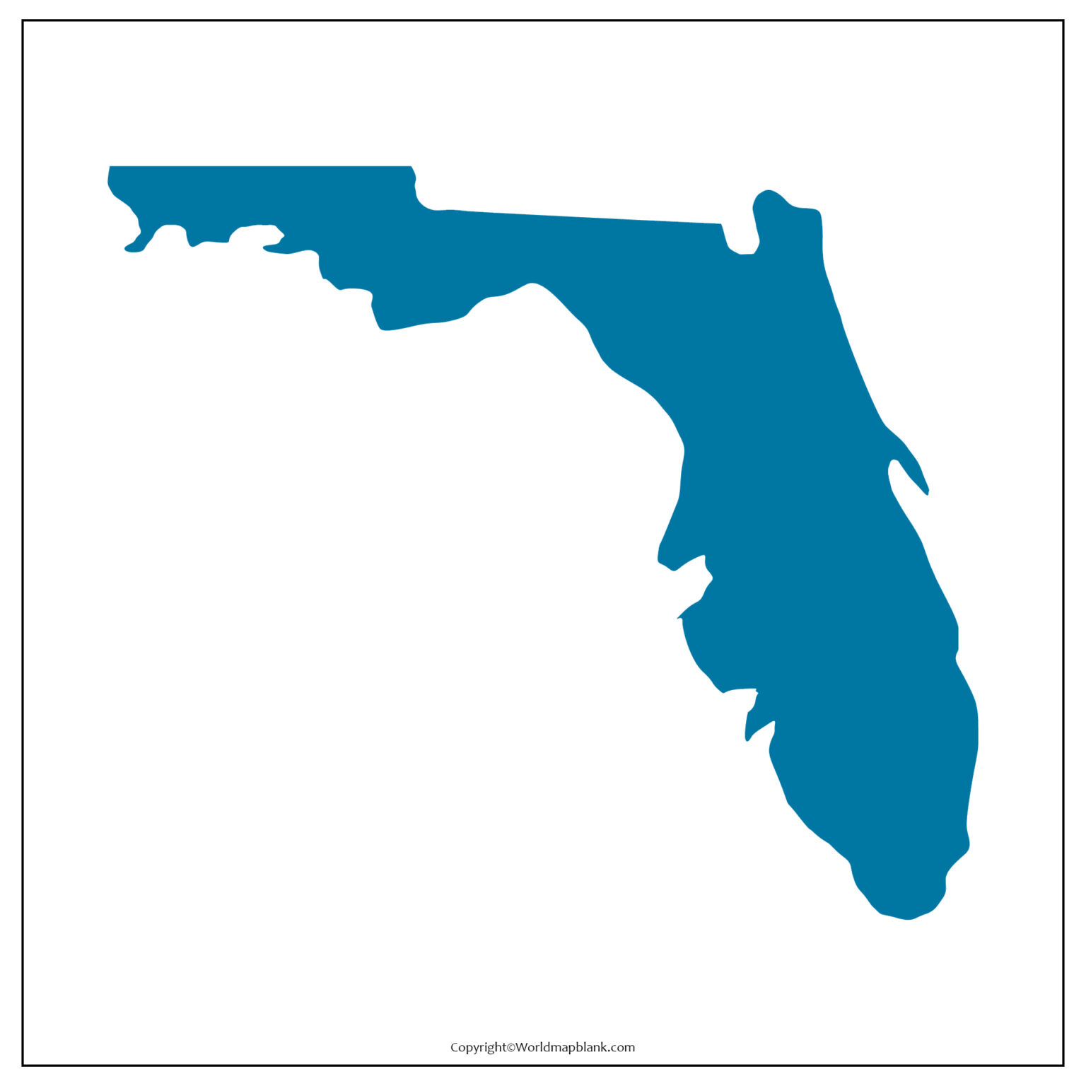Printable Blank Map of Florida - Outline Transparent PNG Map