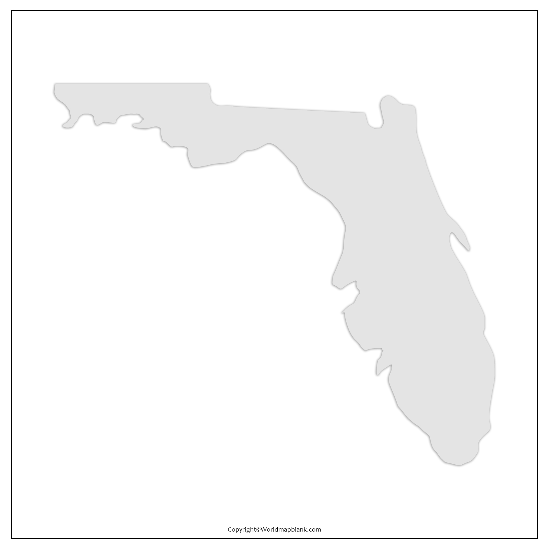 Printable Blank Map of Florida - Outline Transparent PNG Map