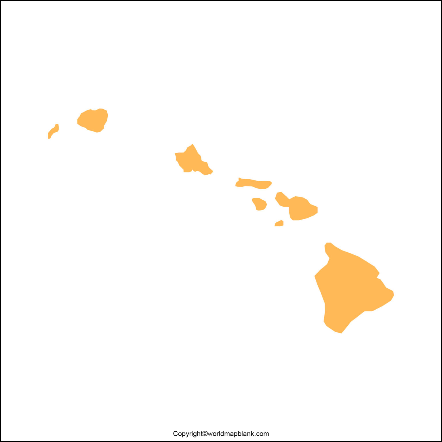Printable Blank Map of Hawaii - Outline, Transparent, PNG Map