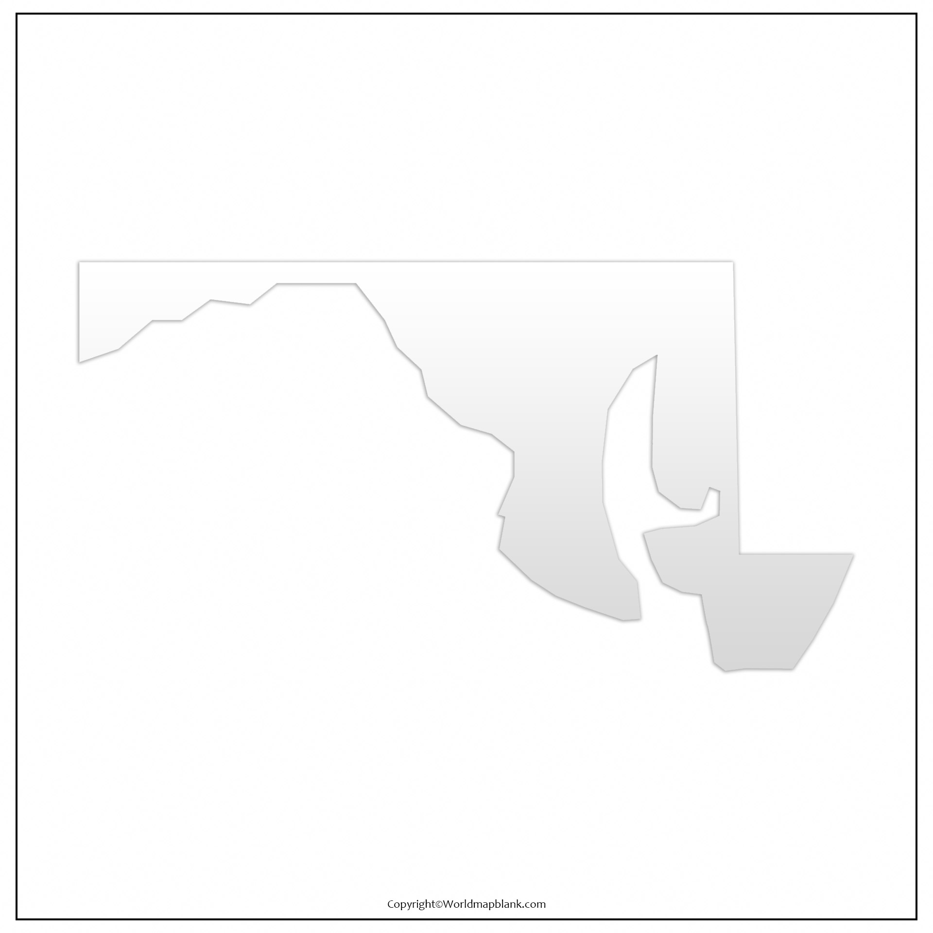 Printable Blank Map of Maryland - Outline, Transparent map
