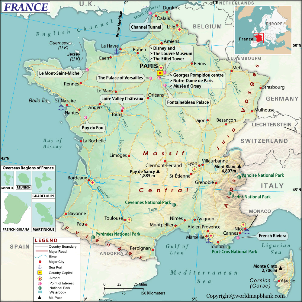 Map of France with Regions – France Map with Cities [PDF] - Printable ...