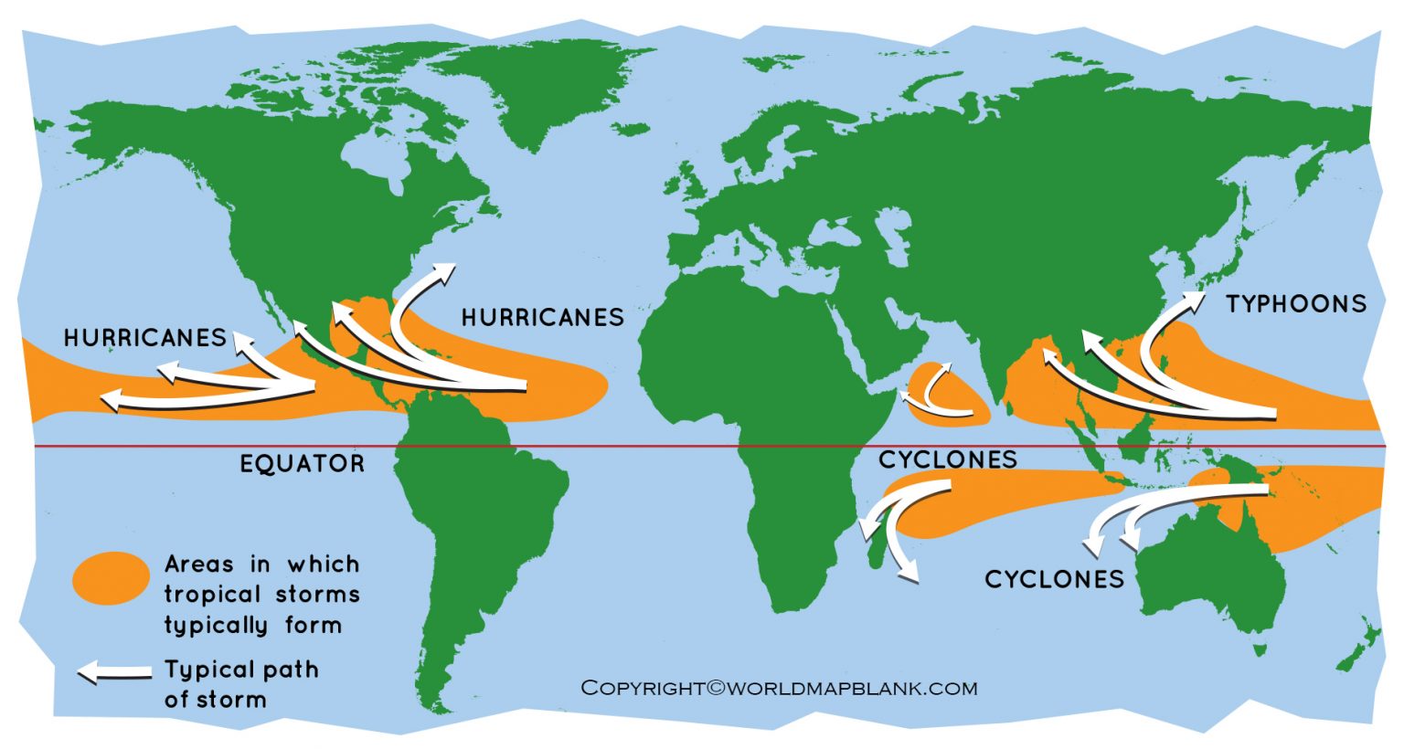 World Hurricane Map | Hurricane Map of the World