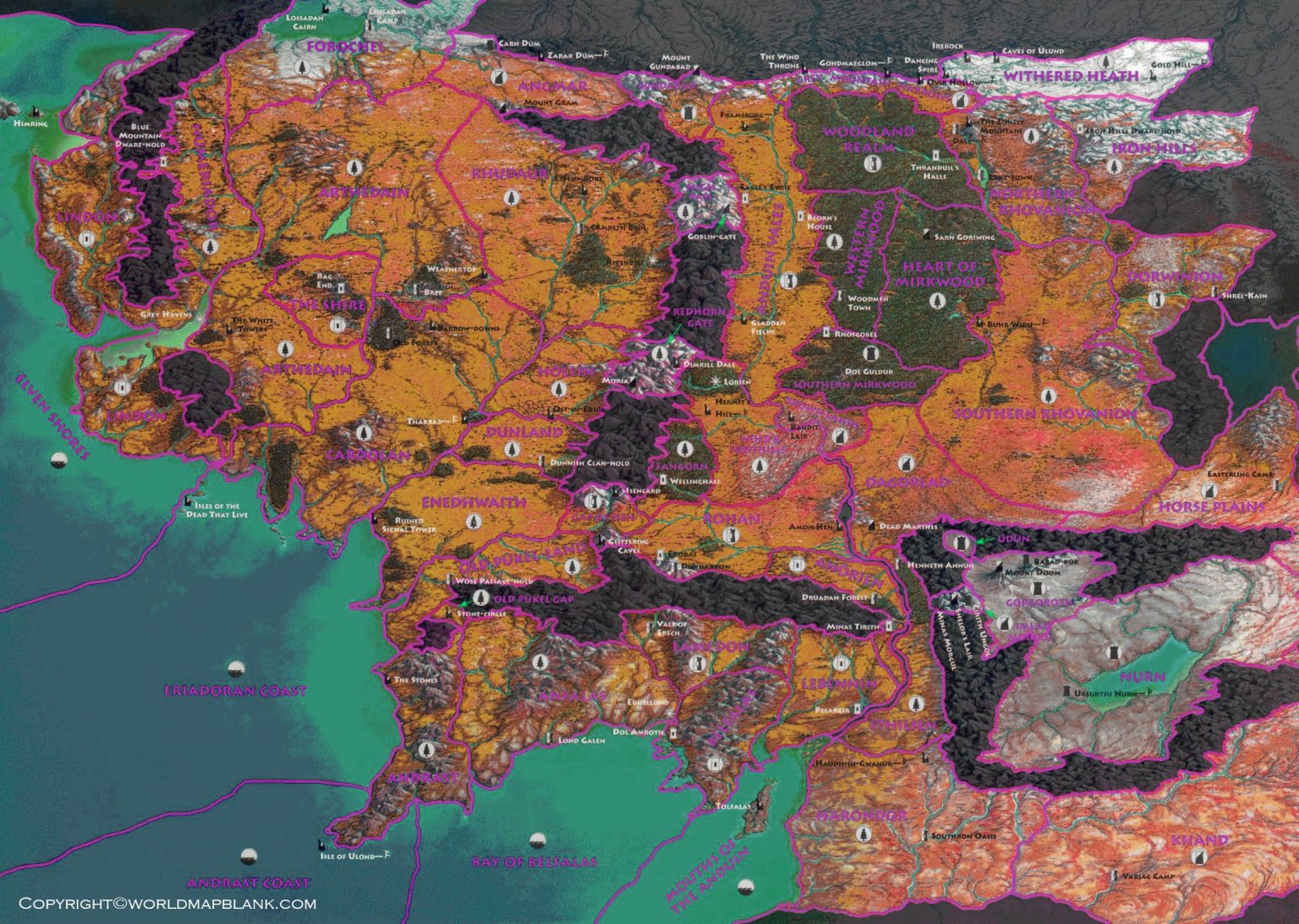 Middle Earth Map | Middle Earth Full World Map in Detailed