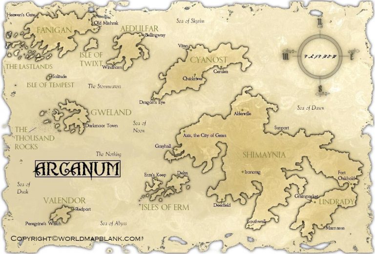 Arcanum World Map Printable with All Locations in PDF