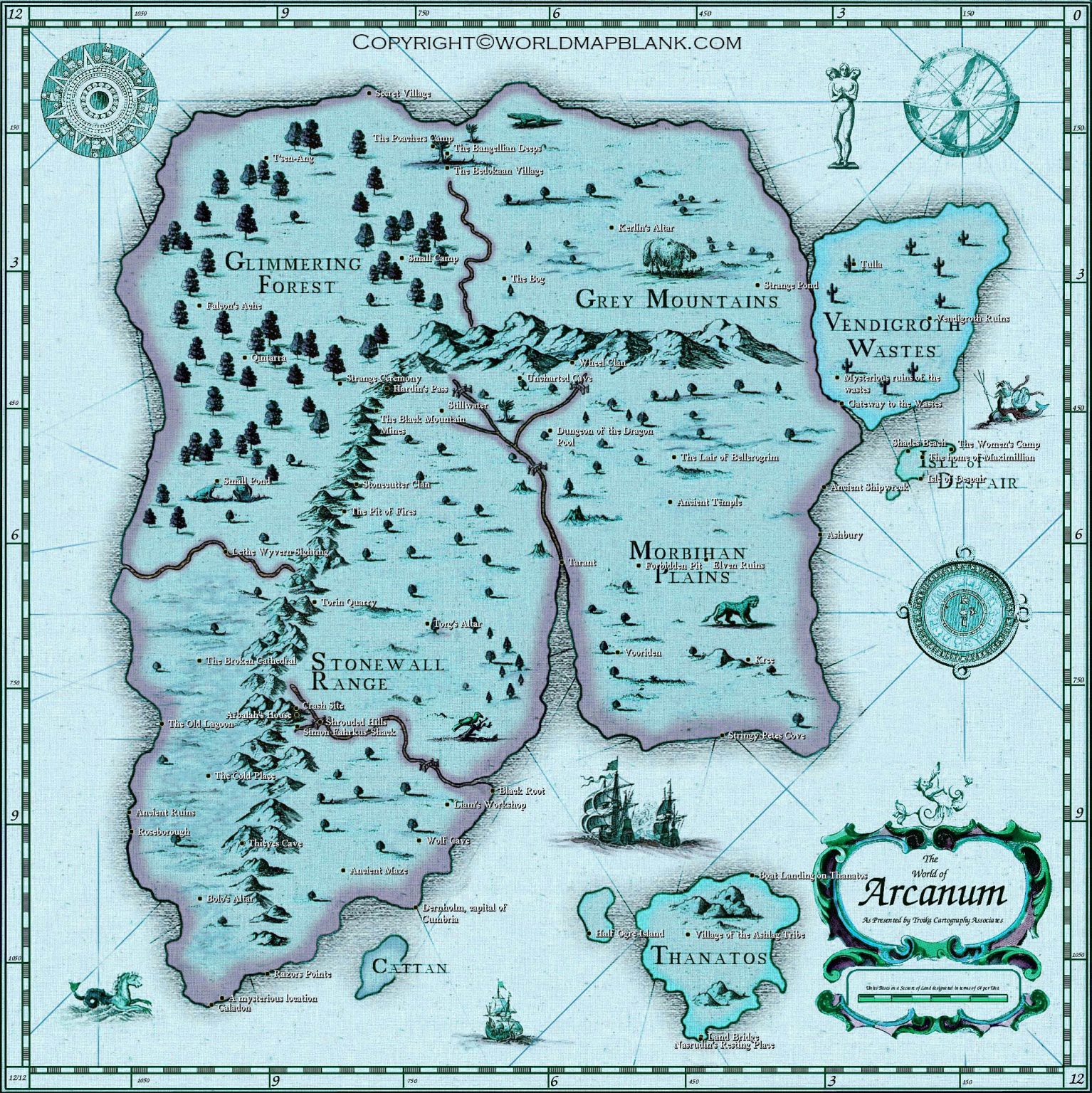 Arcanum World Map Printable with All Locations in PDF
