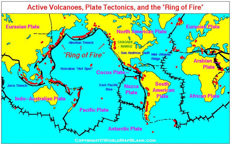 Map of Active Volcanoes in the World | Active Volcanoes Map