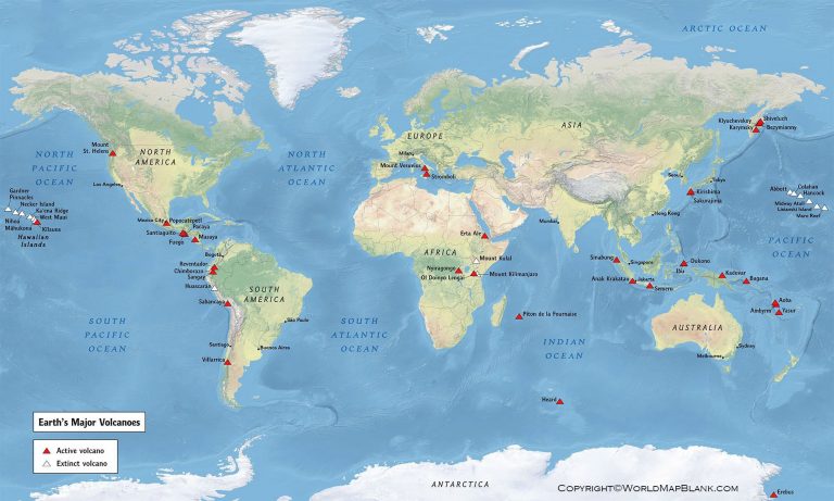 Map of Active Volcanoes in the World | Active Volcanoes Map
