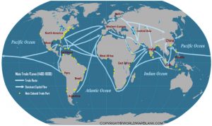 World Shipping Routes Map with Ports in PDF
