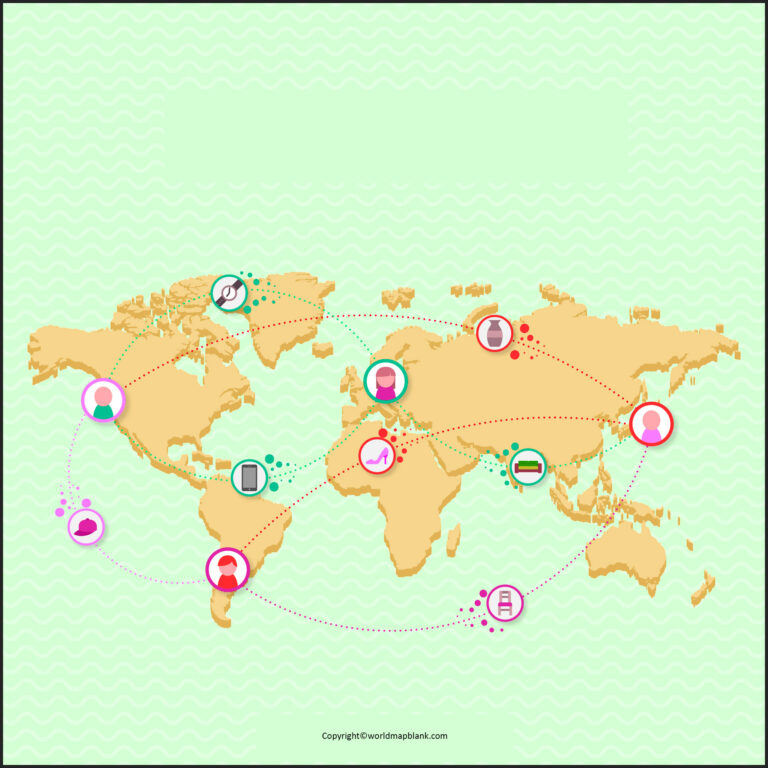 World Shipping Routes Map with Ports in PDF