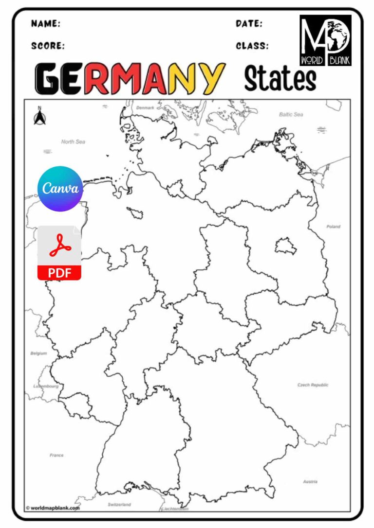 Germany Map Worksheets: States & Capitals | World Map Blank
