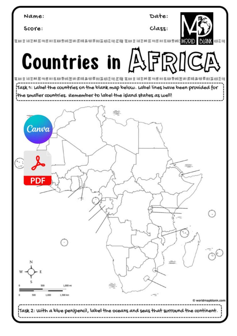 Africa Map Worksheets: African Countries and Capitals